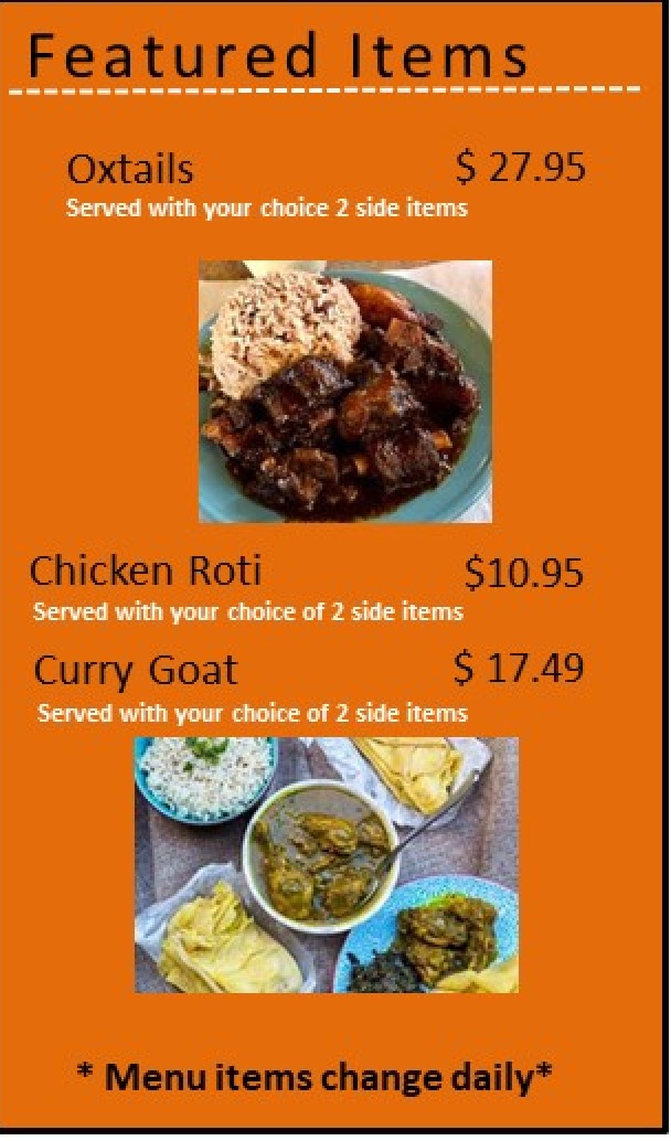 Takeout Menu – Step By Step Catering