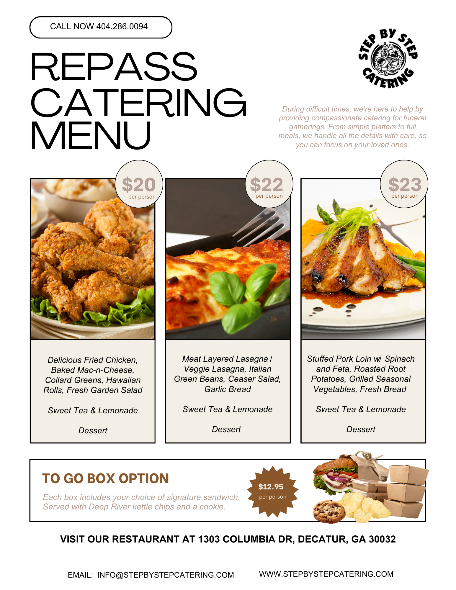 Repass Menu – Step By Step Catering